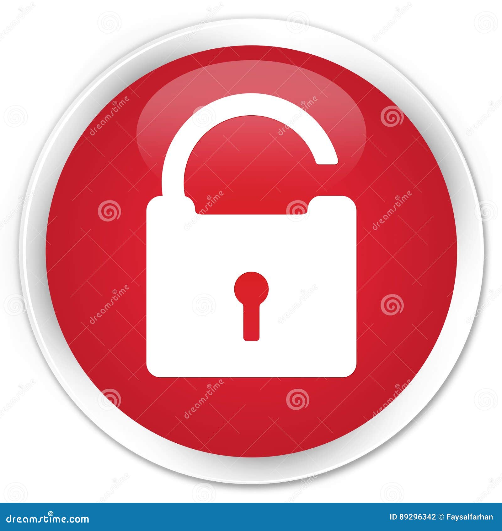Unlock Icon Premium Red Round Button Stock Illustration - Illustration ...