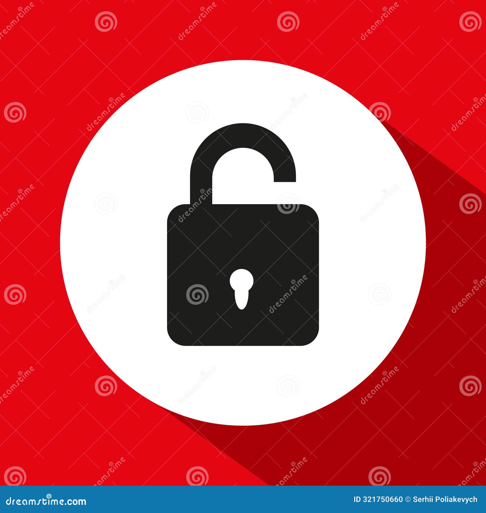 Unlock Icon Vector. Red Background Design. Open Padlock Symbol ...