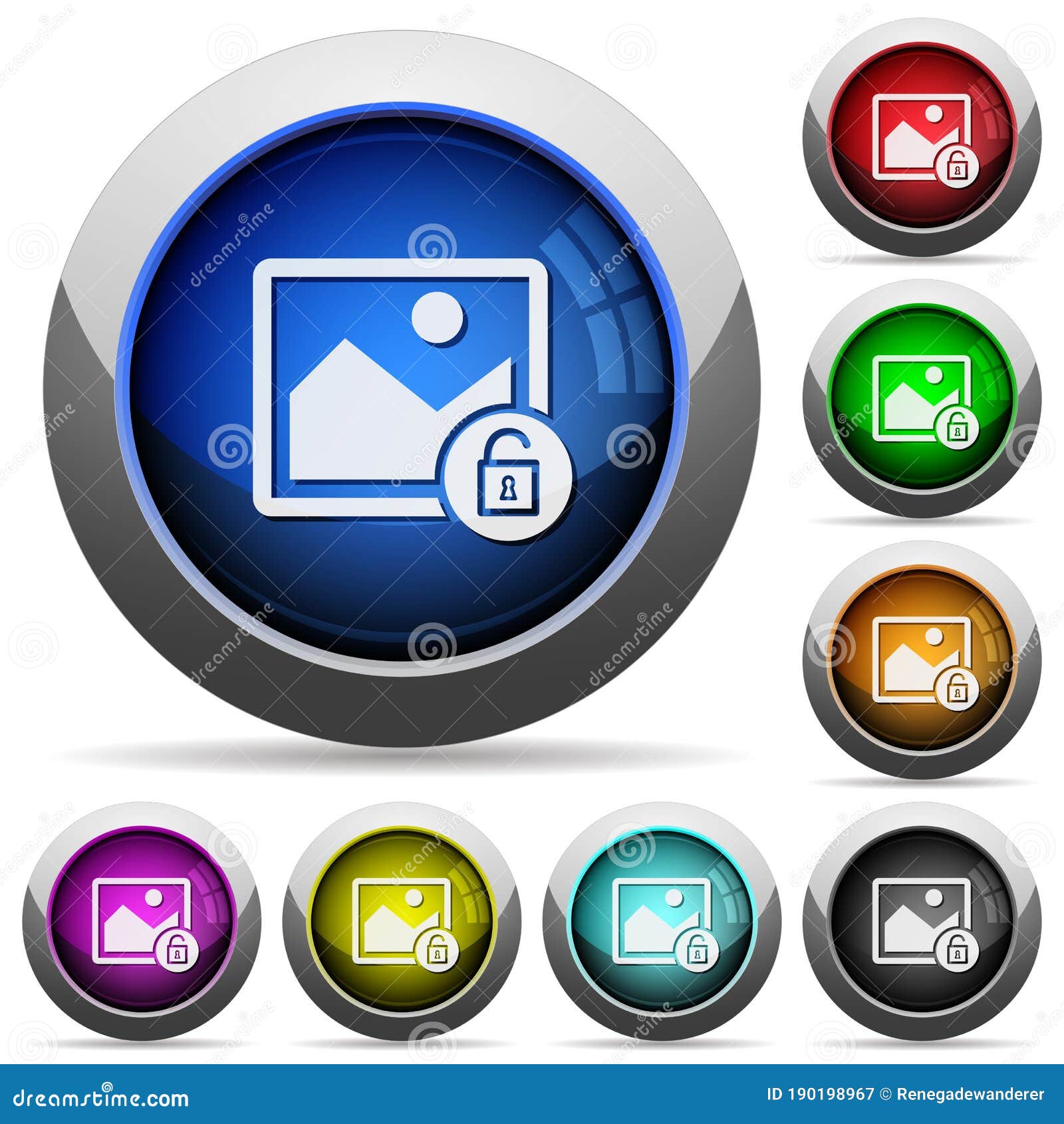 Unlock Image Round Glossy Buttons Stock Vector - Illustration of gray ...