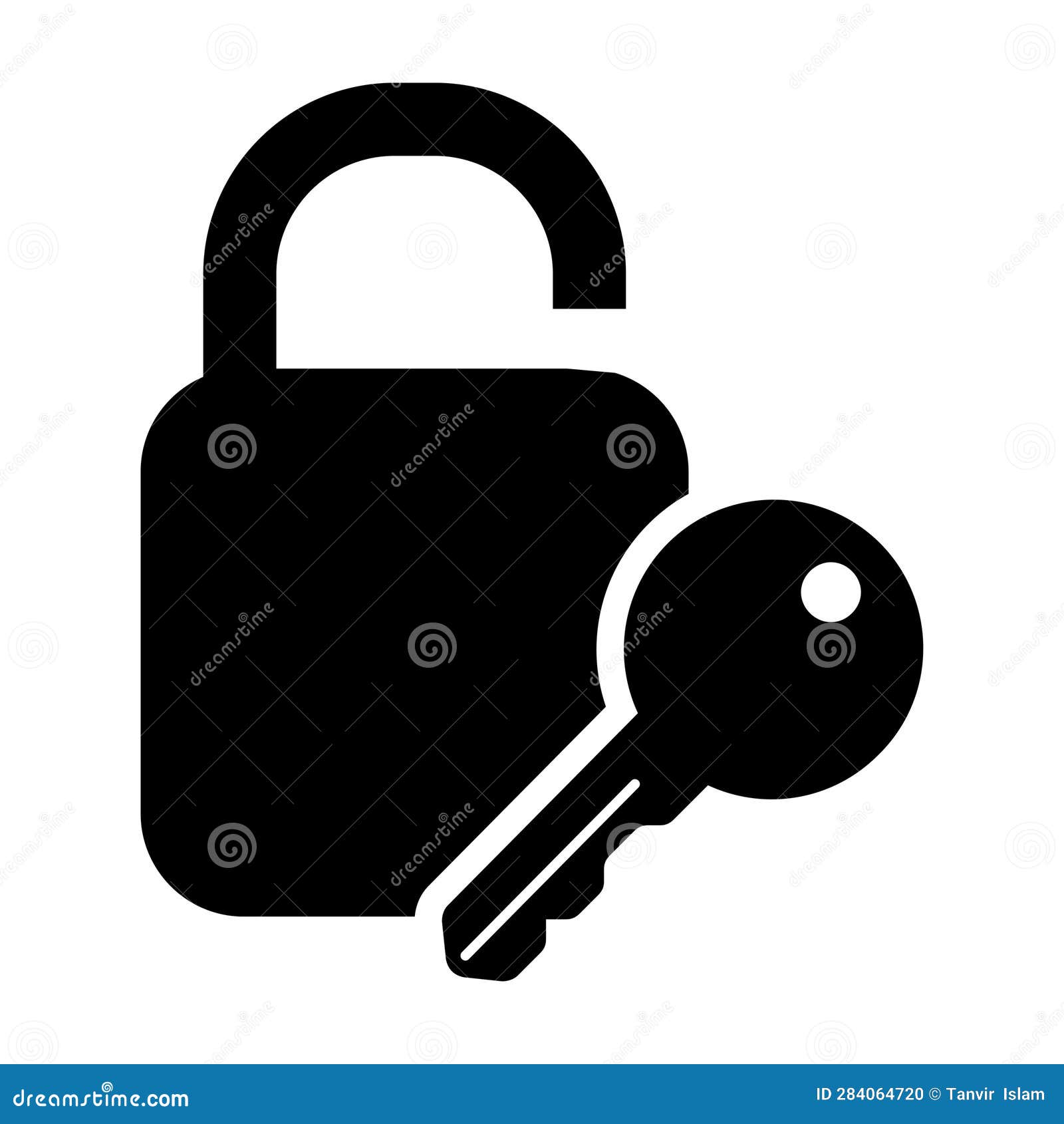 Unlock Key Icon stock vector. Illustration of icon, design - 284064720