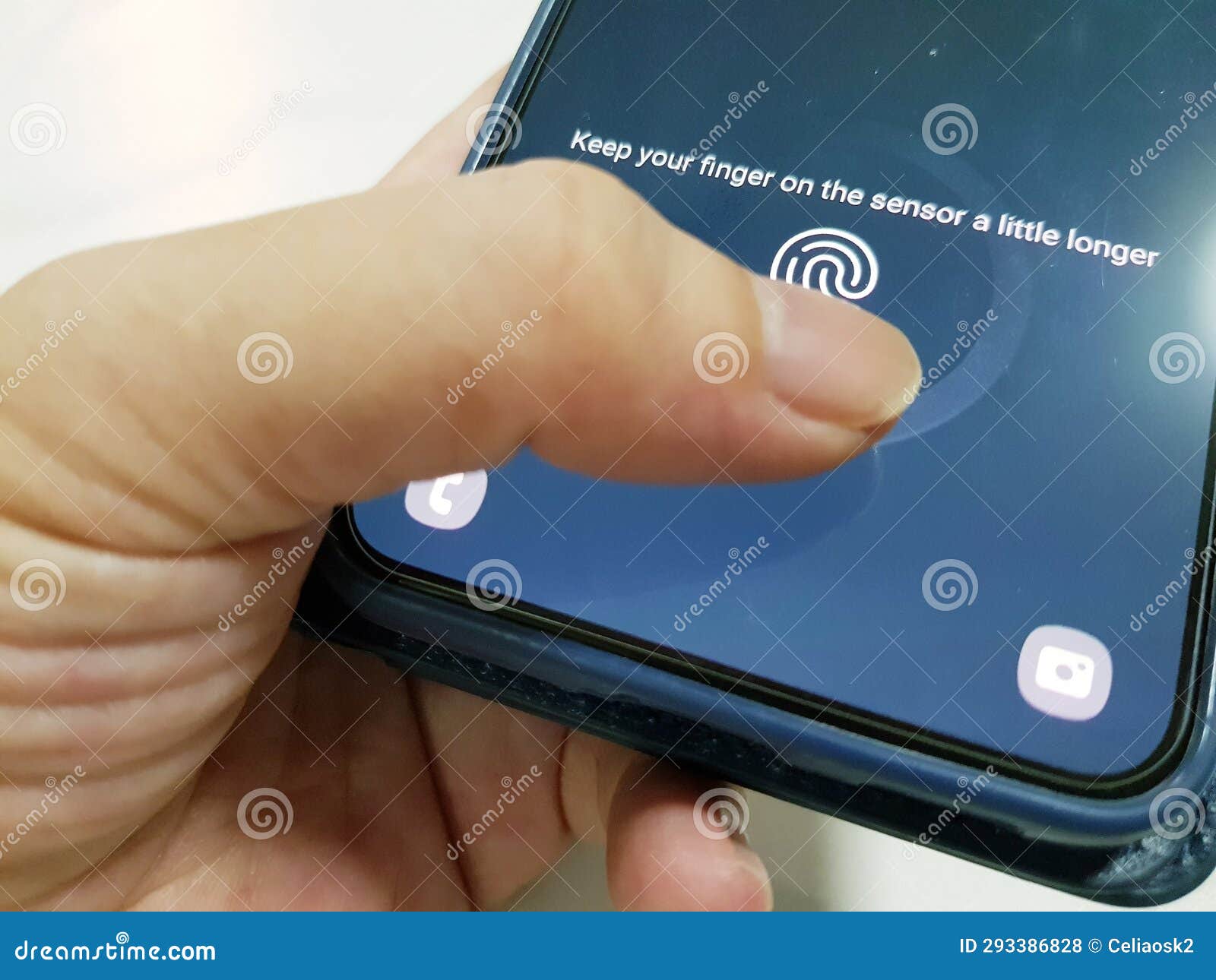 Unlock Mobile Phone Using Biometrics Thumbprint Stock Photo - Image of ...