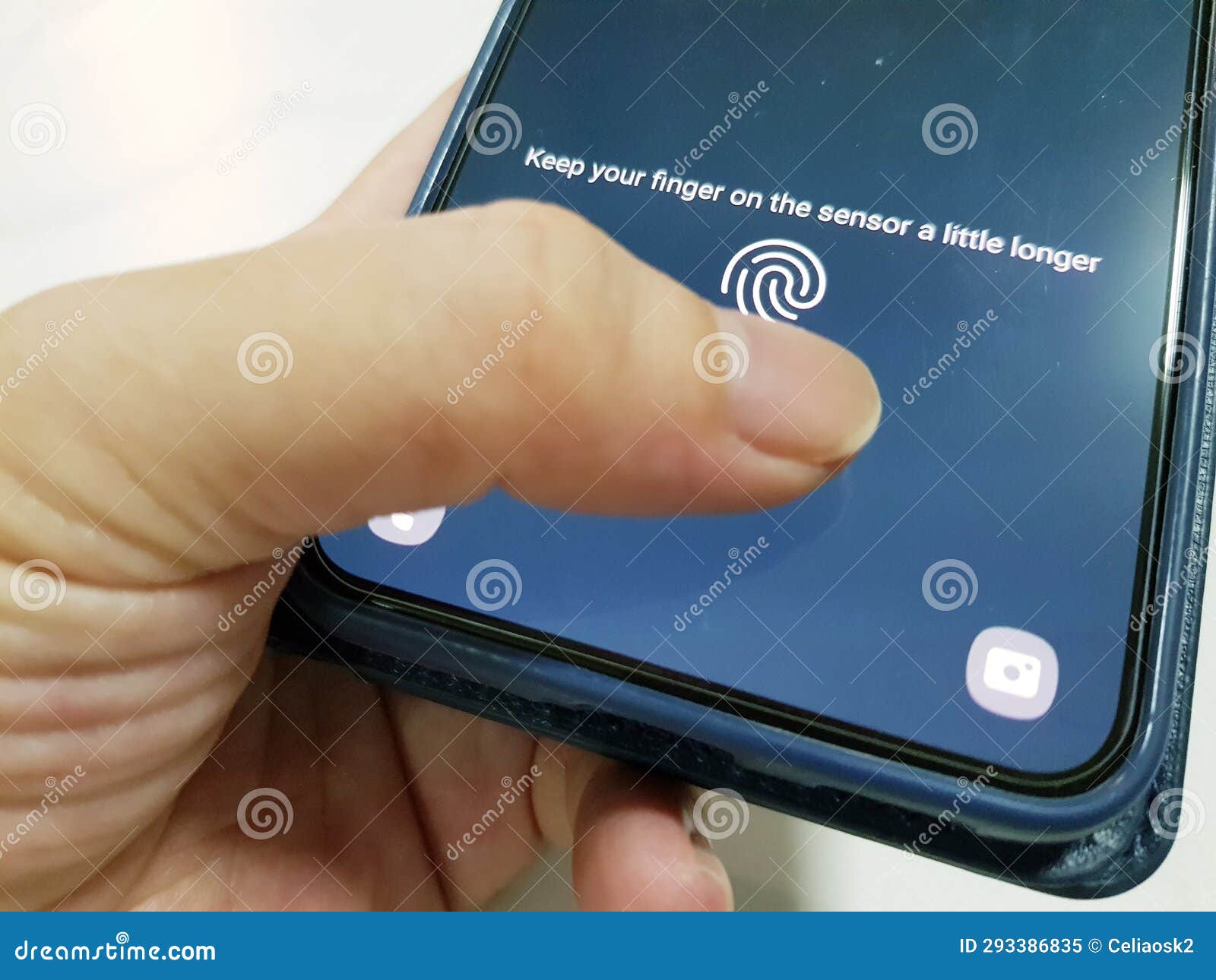 Unlock Mobile Phone Using Biometrics Thumbprint Stock Image - Image of ...