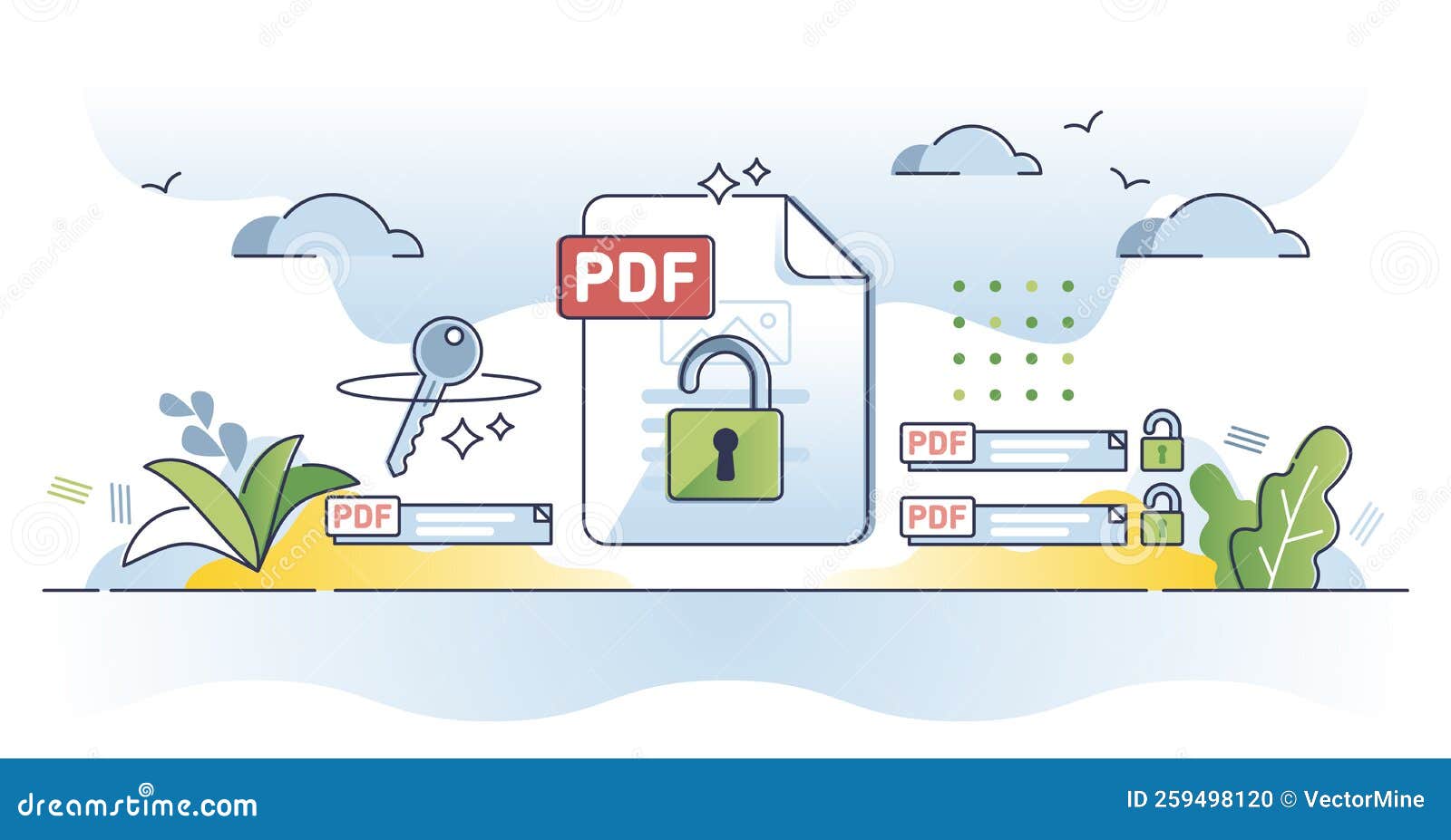 Unlock PDF and Edit Locked Text File with Software Tool Outline Concept ...