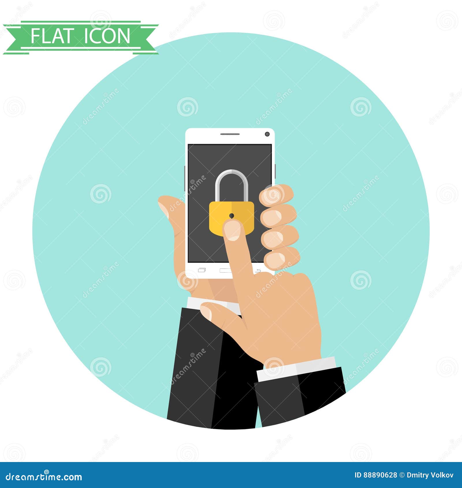 Unlock the phone stock vector. Illustration of identification - 88890628