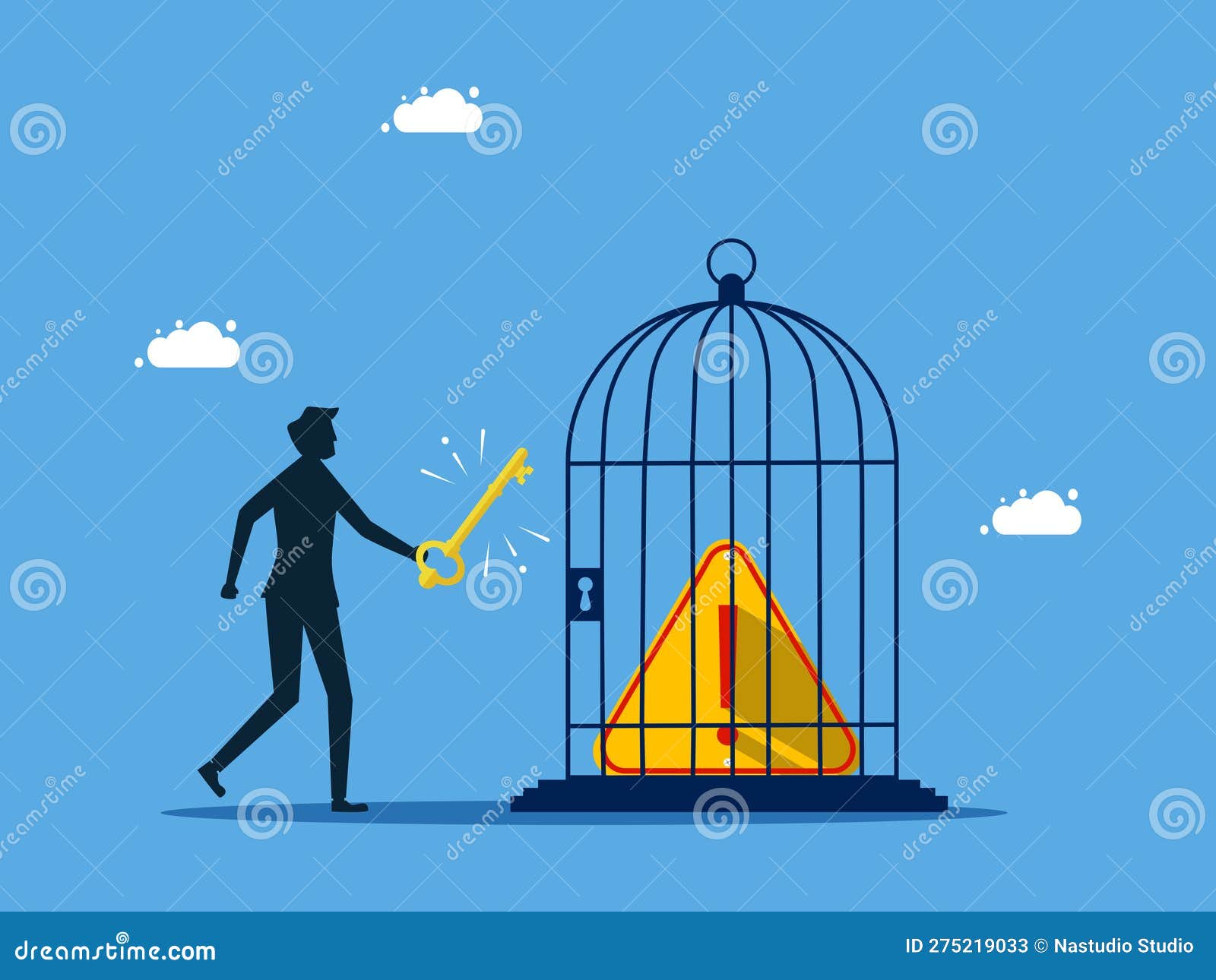 Unlock Problems or Fix Problems. Man Unlocking Exclamation Mark in ...