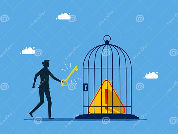 Unlock Problems or Fix Problems. Man Unlocking Exclamation Mark in ...