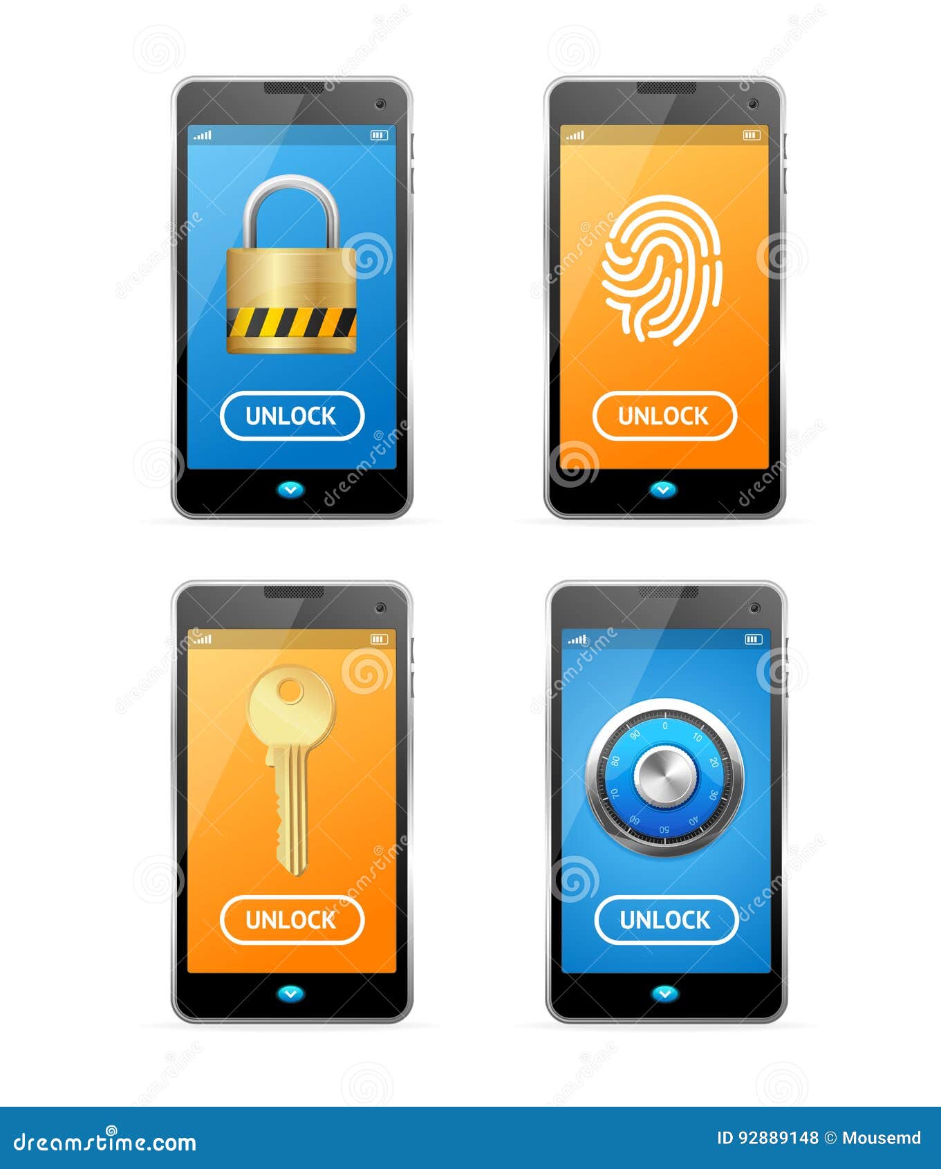 Unlock Screen Concept Mobile Ui Set. Vector Stock Vector - Illustration ...