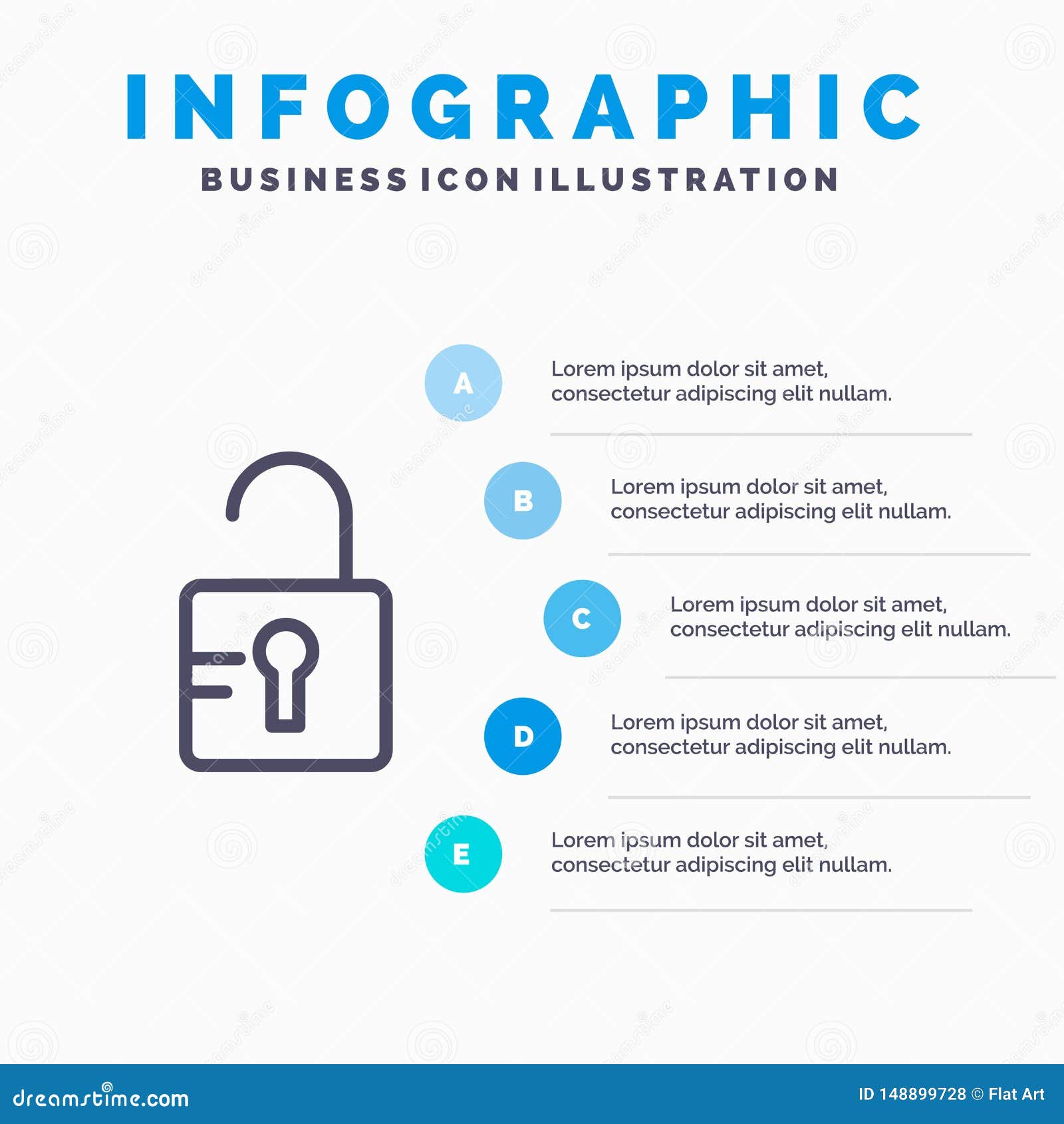 Unlock, Study, School Line Icon with 5 Steps Presentation Infographics ...