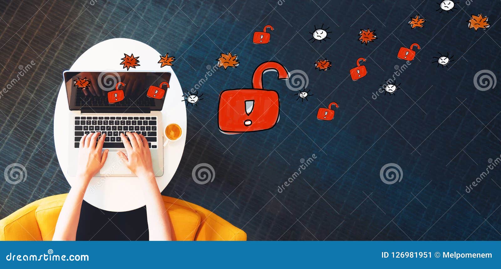 Unlock Theme with Person Using a Laptop Stock Image - Image of safety ...
