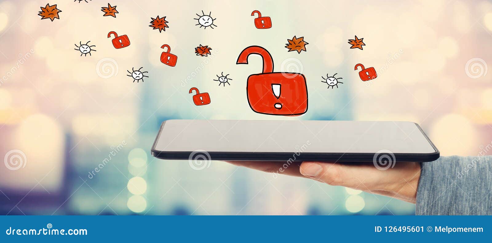 Unlock Theme with Tablet Computer Stock Image - Image of digital ...