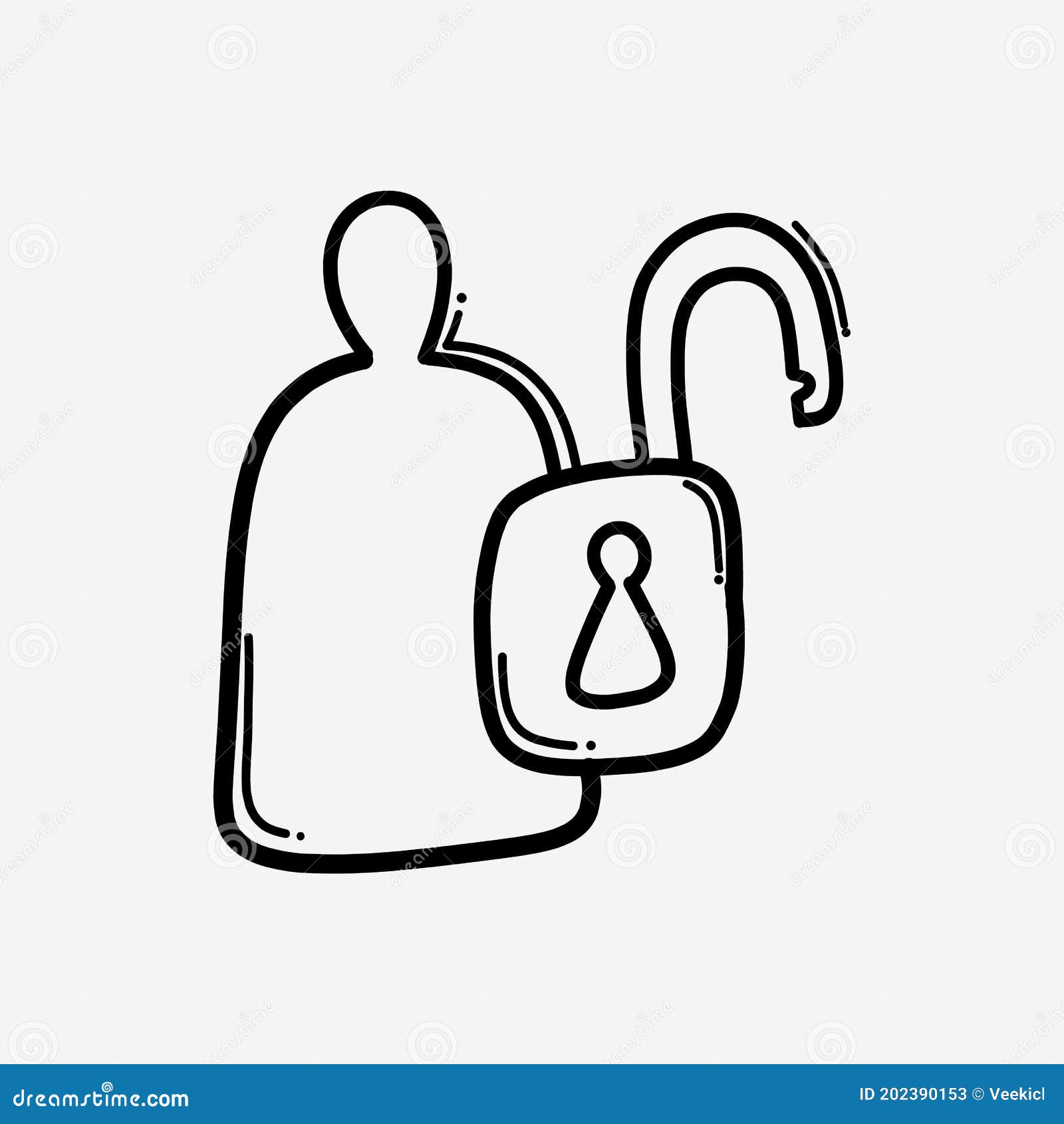 Unlock User Doodle Vector Icon. Drawing Sketch Illustration Hand Drawn ...