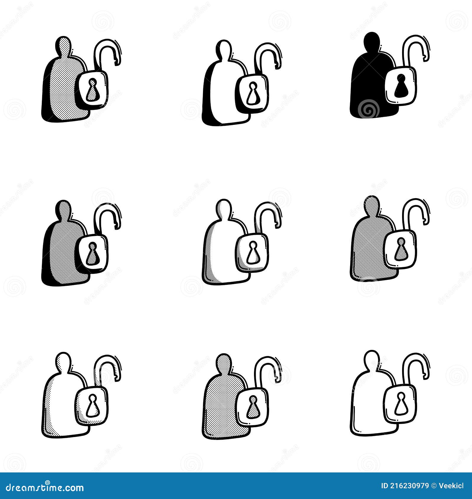 Unlock User Doodle Vector Icon. Drawing Sketch Illustration Hand Drawn ...