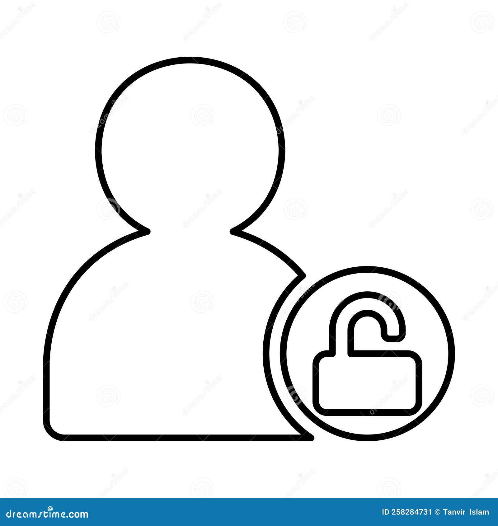 Unlock User Icon stock vector. Illustration of sign - 258284731