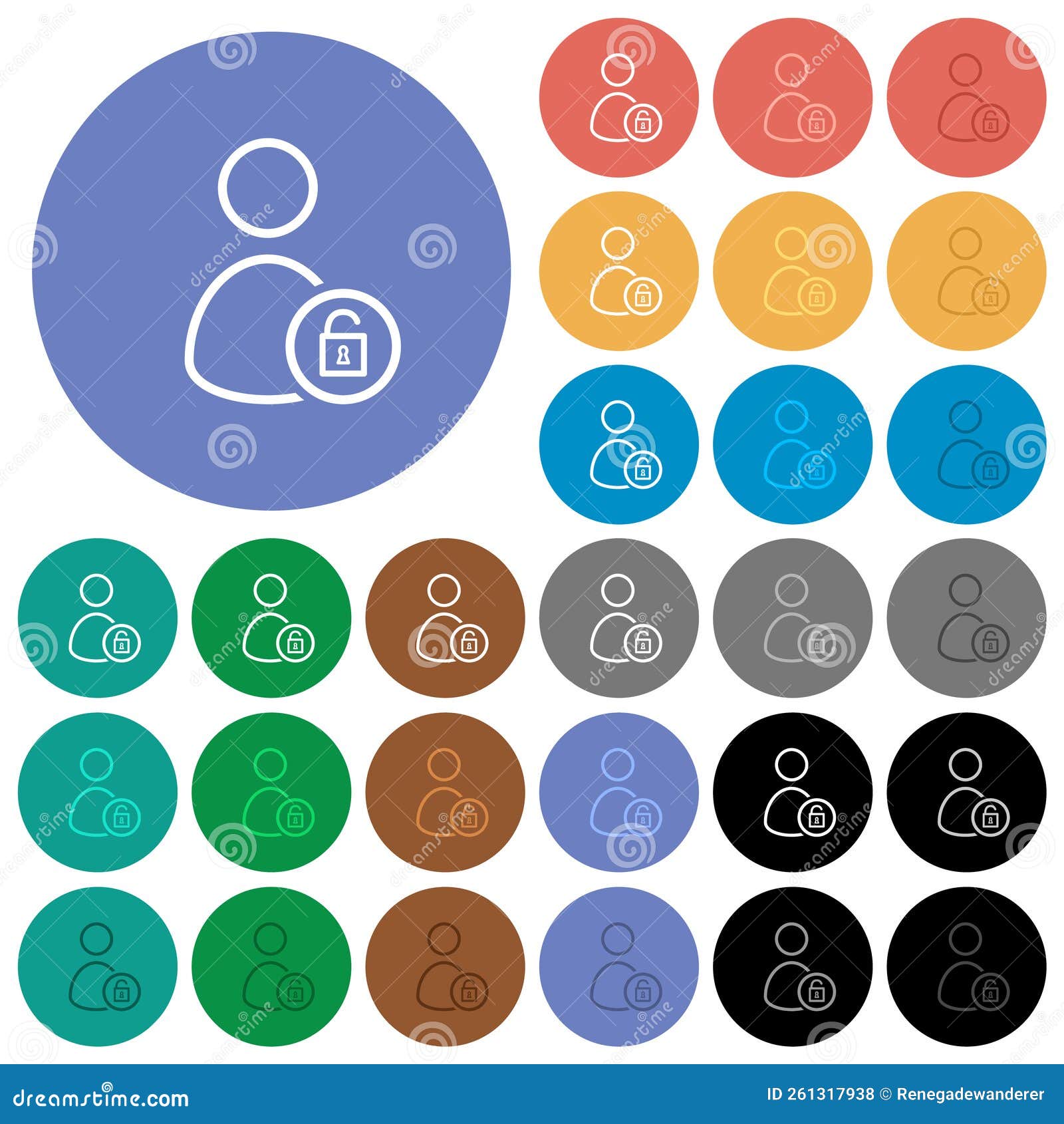 Unlock User Outline Round Flat Multi Colored Icons Stock Vector ...