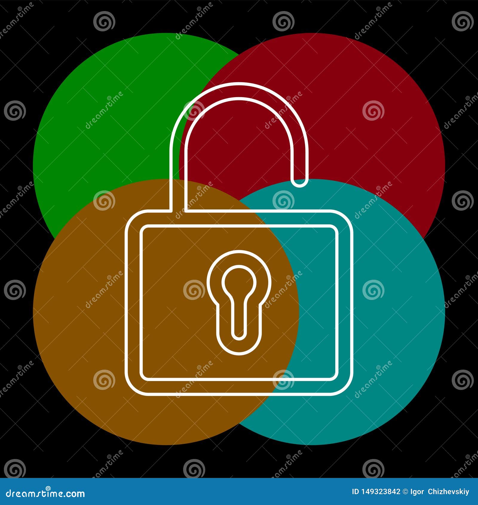 Unlock vector icon stock vector. Illustration of lock - 149323842