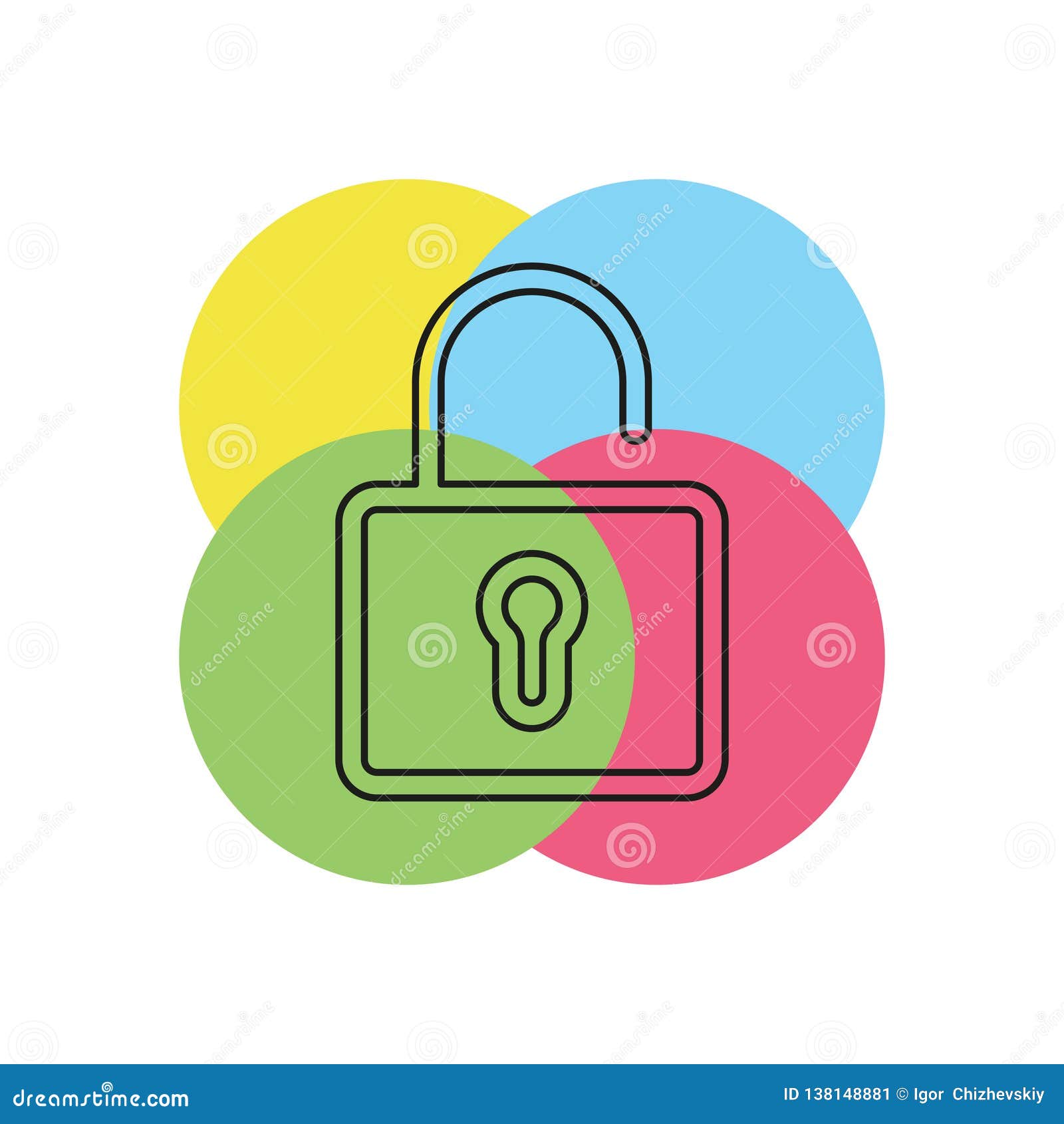 Unlock vector icon stock illustration. Illustration of lock - 138148881