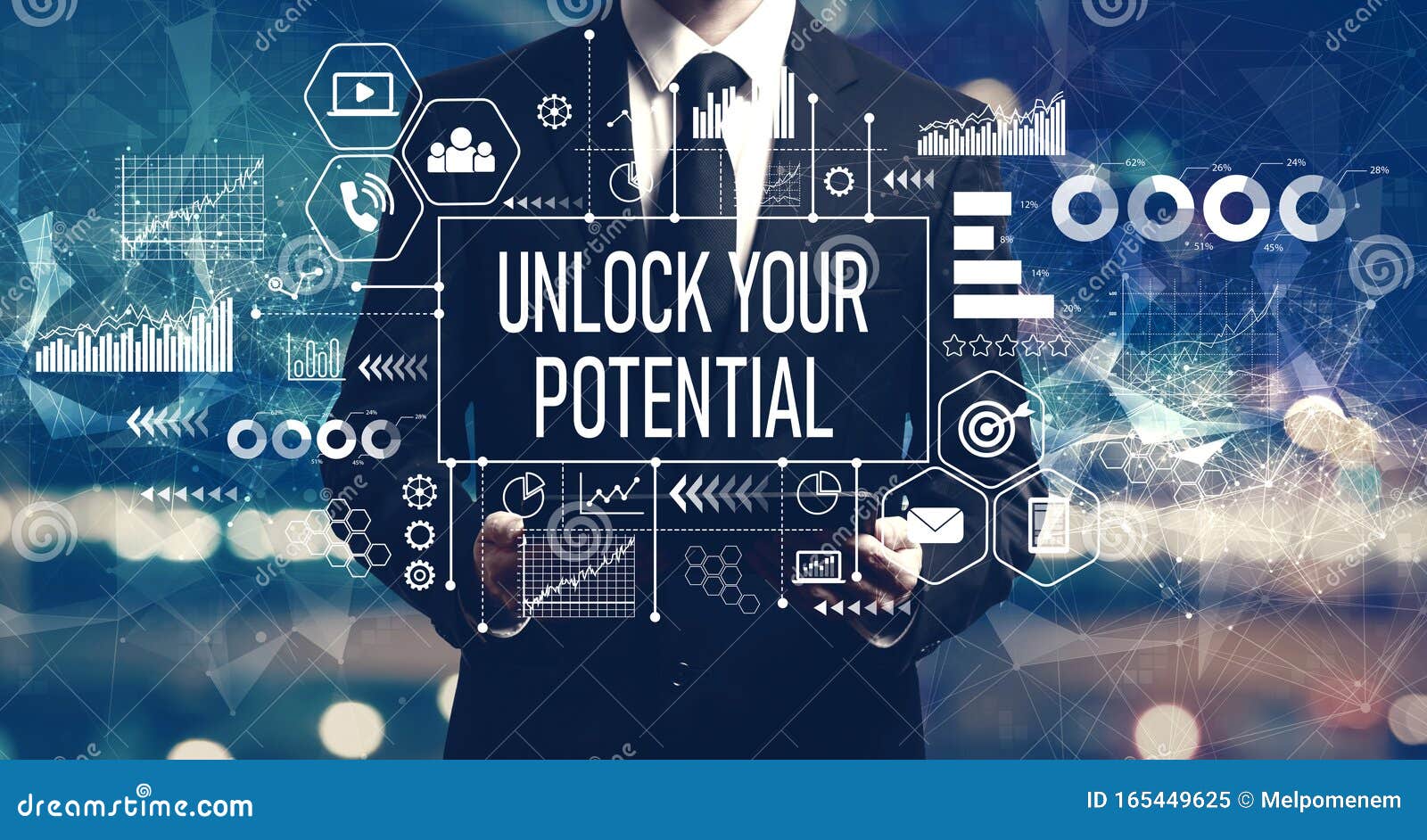 Unlock Your Potential with Businessman Holding a Tablet Stock Image ...