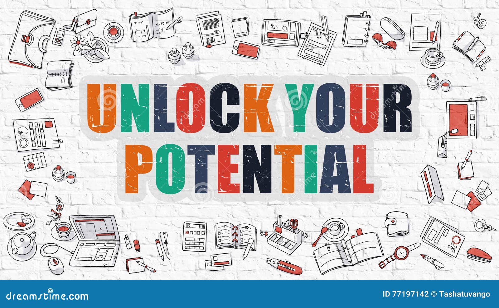 Unlock Your Potential Concept with Doodle Design Icons. Stock ... Unlock Your Potential Concept with Doodle Design Icons. Stock ...