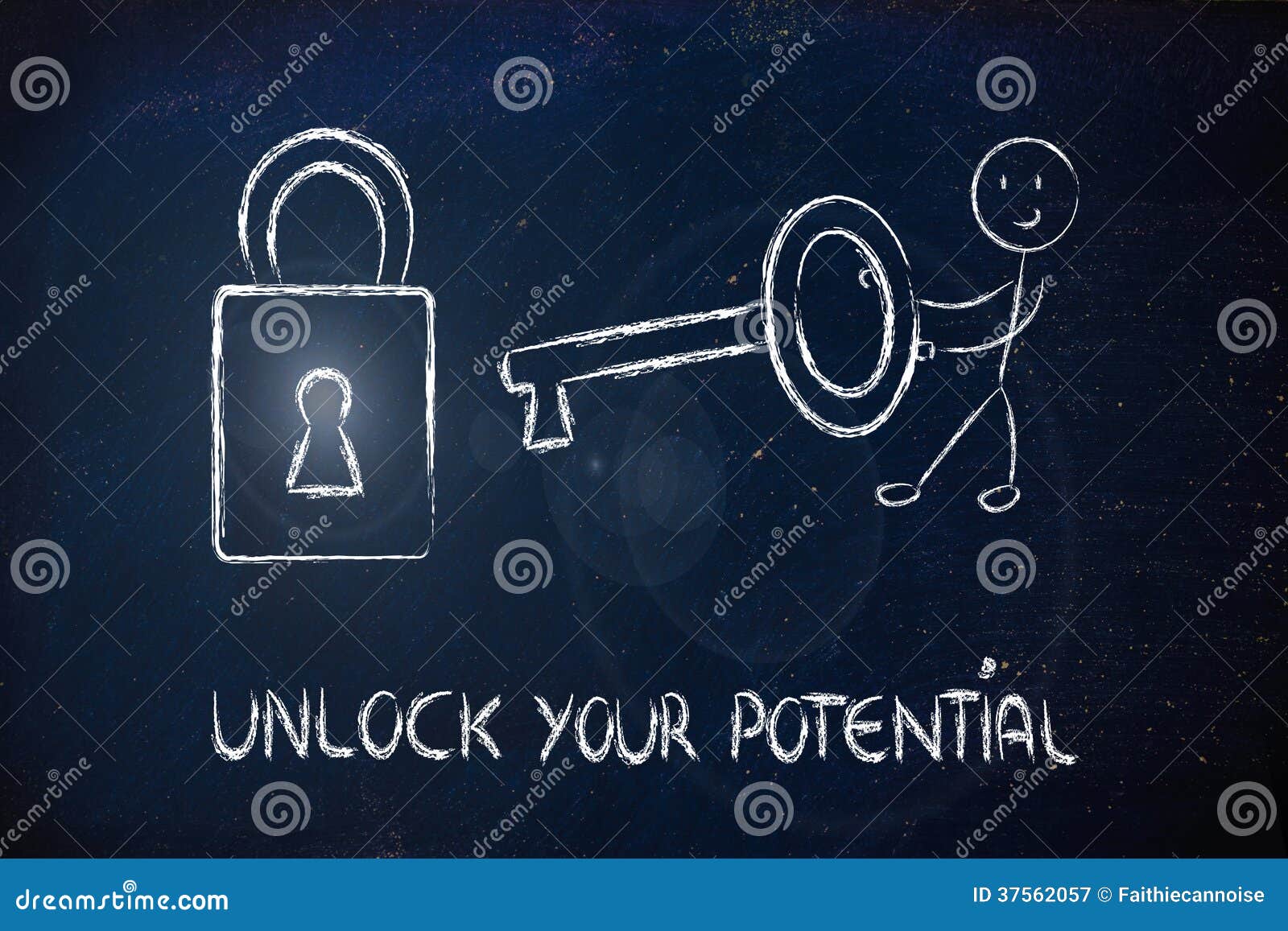 Unlock Your Potential, Funny Character with Key and Lock Stock Image ...