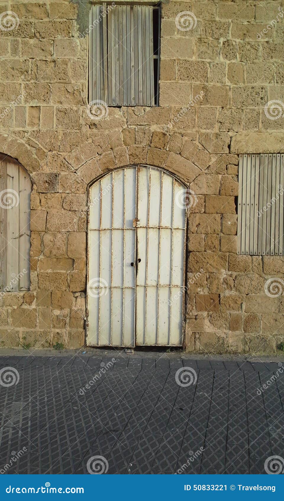 UnLocked Door on Ancient Wall Stock Image - Image of windows, rock ...