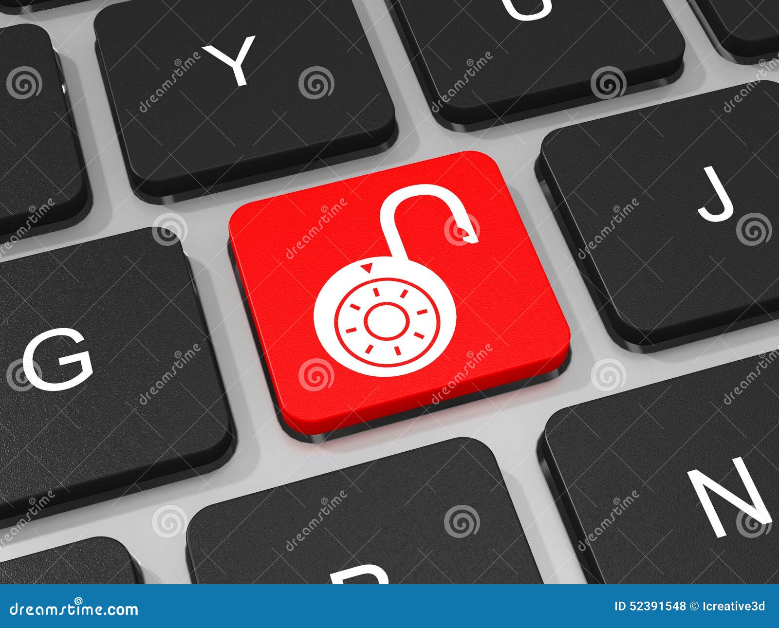 Unlocked Lockpad Key on Keyboard of Laptop Computer. Stock Illustration ...