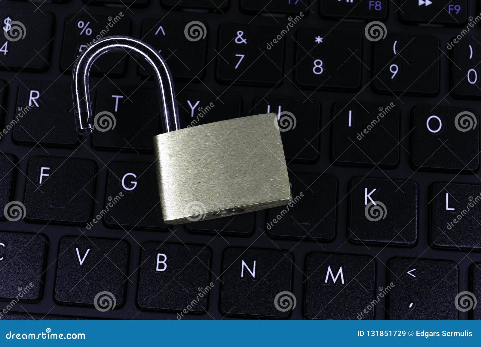 Unlocked Padlock on Computer Keyboard Stock Image - Image of danger ...