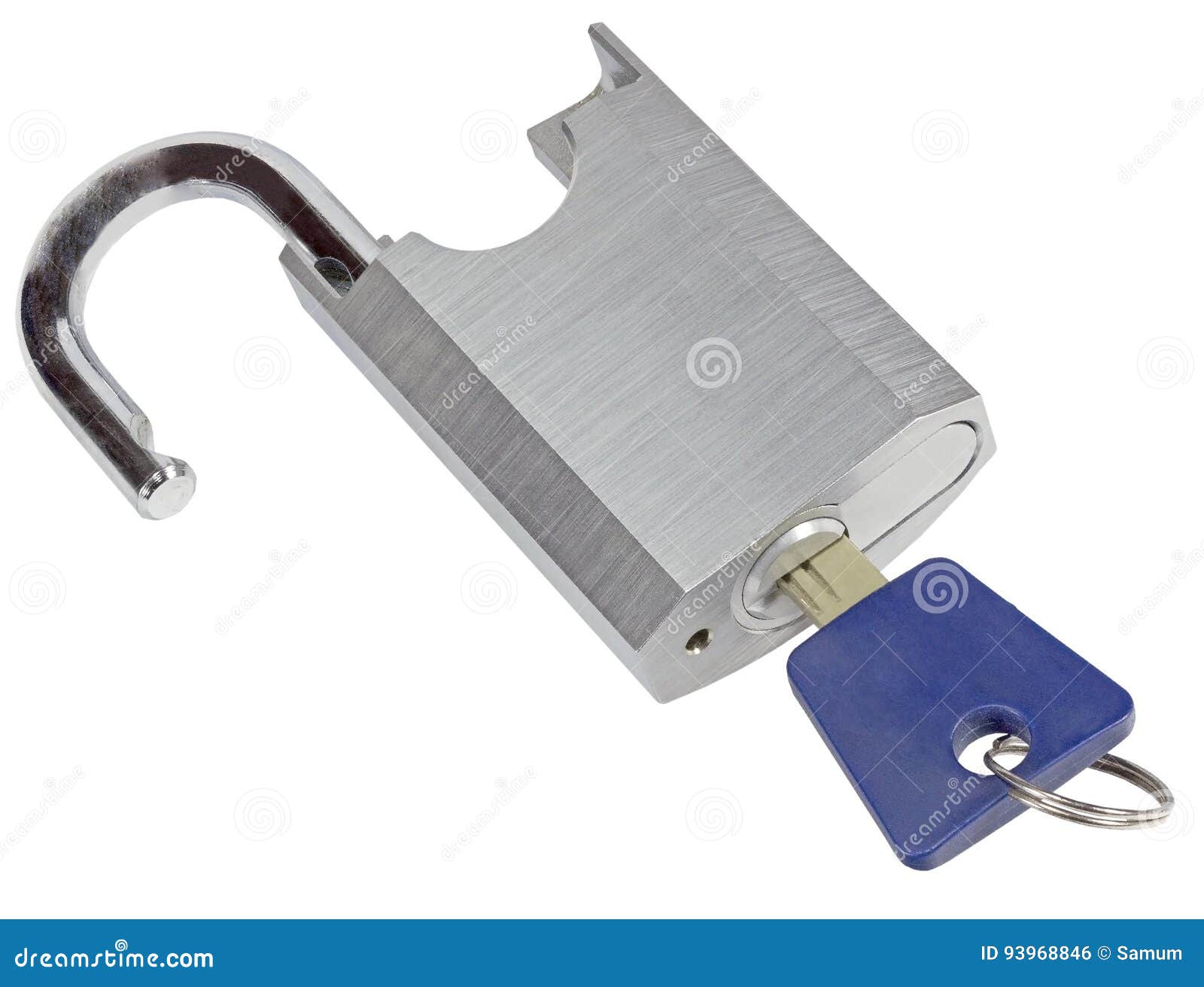 Unlocked Padlock and Key stock photo. Image of protect - 93968846