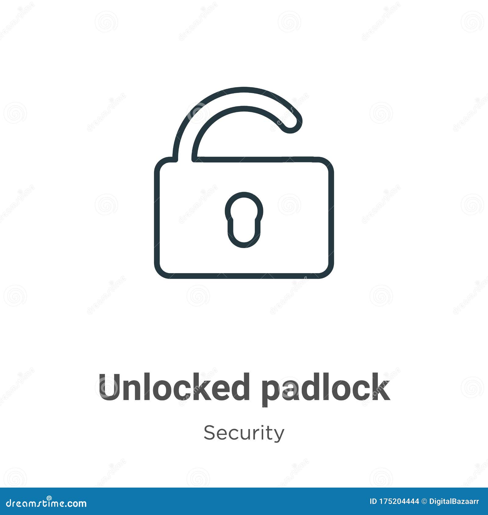 Unlocked Padlock Outline Vector Icon. Thin Line Black Unlocked Padlock ...