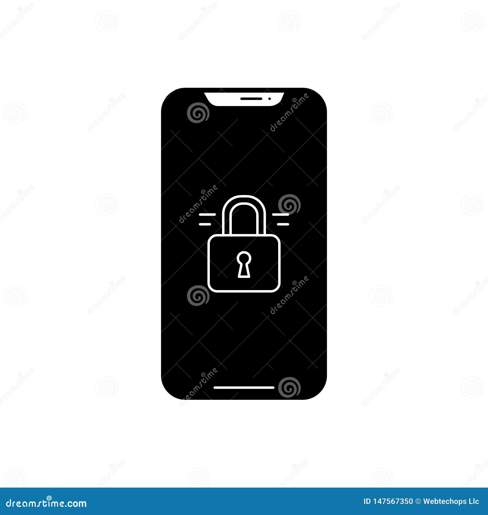 Black Solid Icon for Unlocked Phone, Unsecured and Insecure Stock ...
