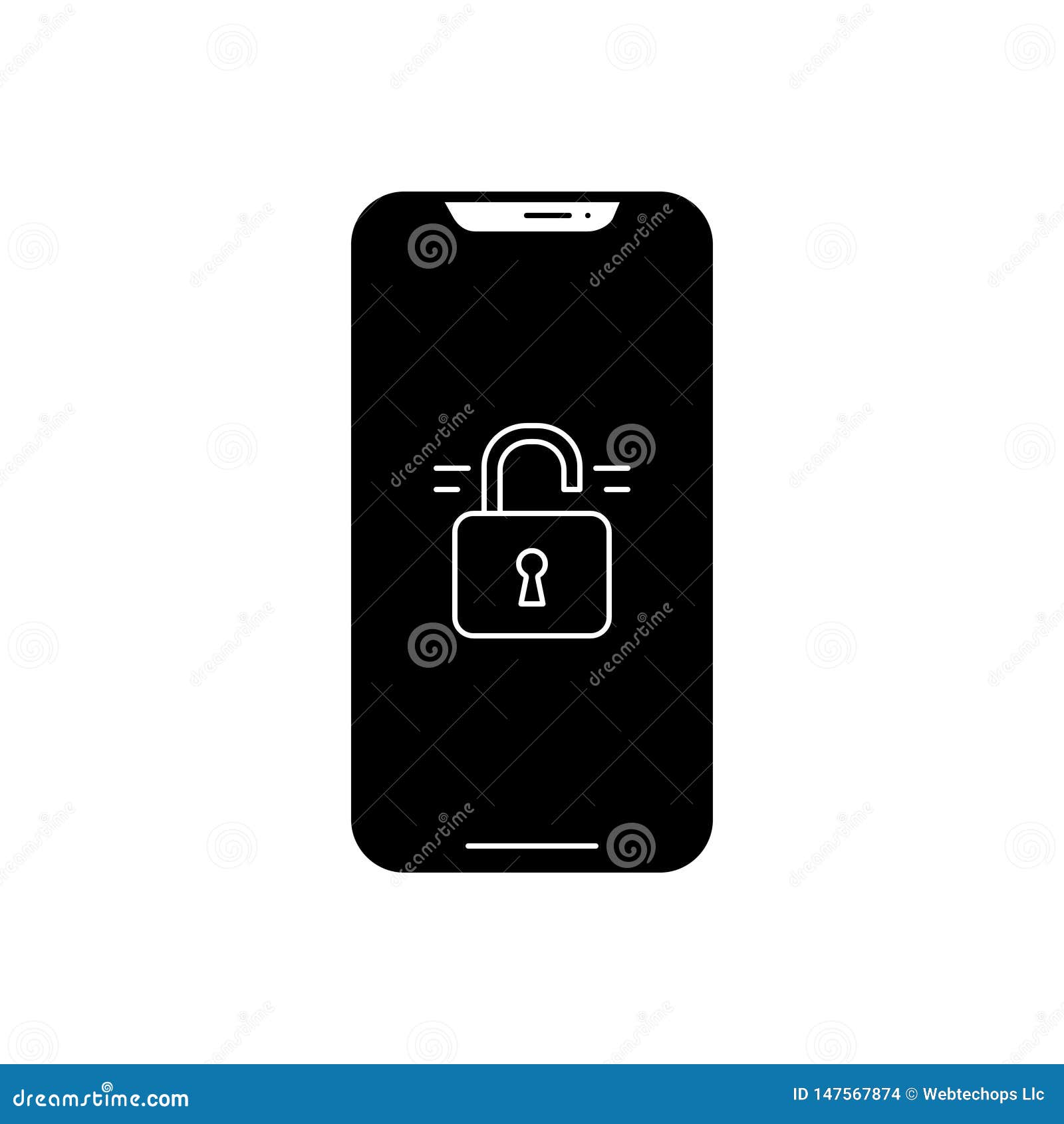Black Solid Icon for Unlocked Phone, Smartphone and Unsecured Stock ...