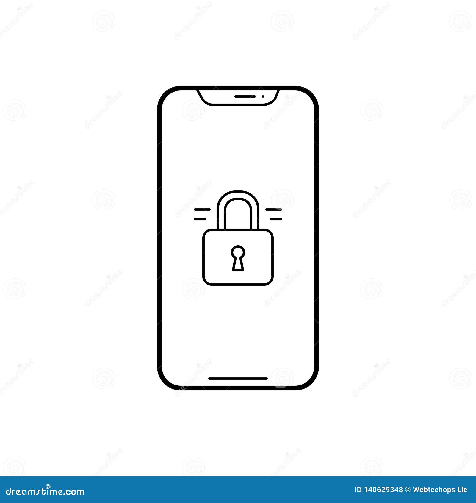 Black Line Icon for Unlocked Phone, Iphone and Insecure Stock Vector ...