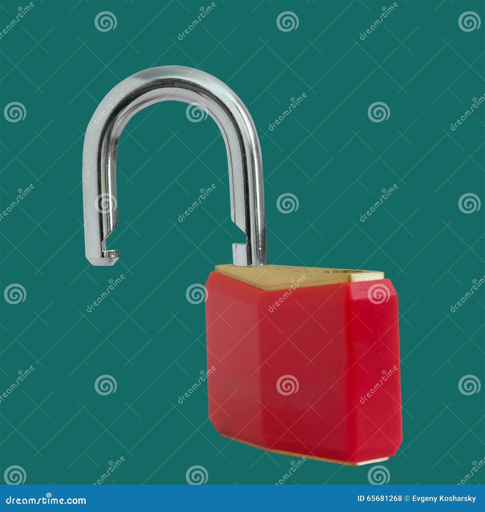 Unlocked red padlock stock photo. Image of padlock, isolated - 65681268