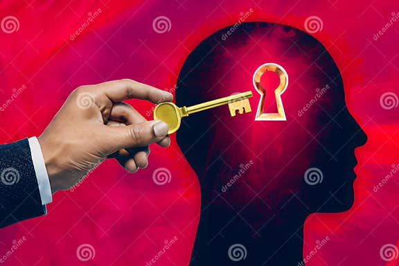 Unlocking Human Potential with a Golden Key in a Silhouette Head ... Unlocking Human Potential with a Golden Key in a Silhouette Head ...