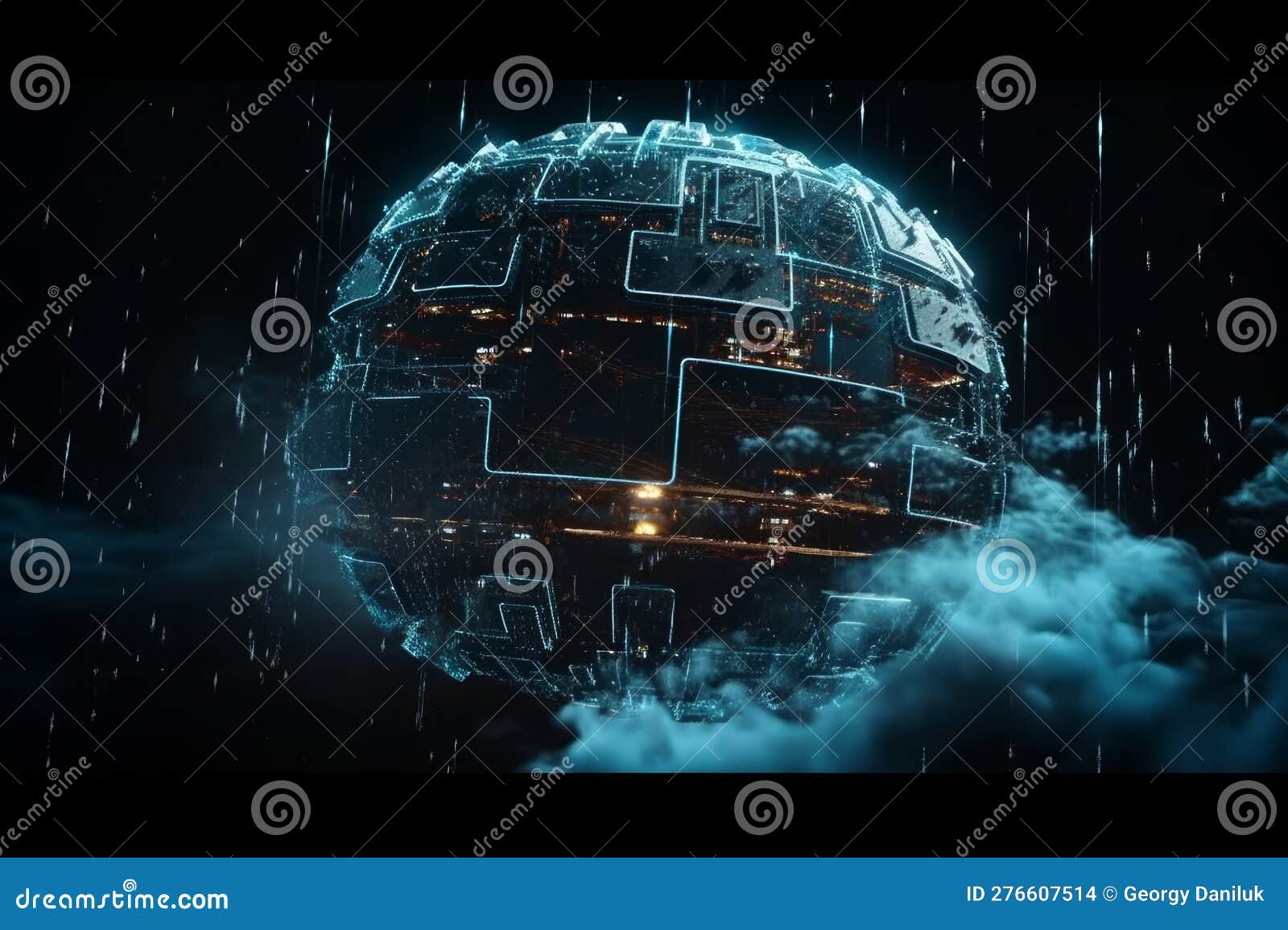 Revolutionary Storage Cloud: Encrypted Data Particles In Space Stock ...