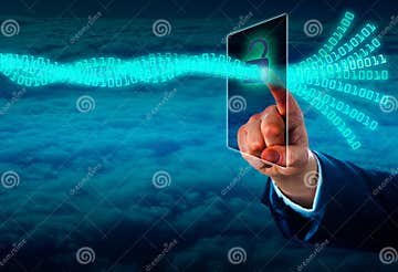 Unlocking a Virtual Data Stream Via Touch Screen Stock Photo - Image of ...