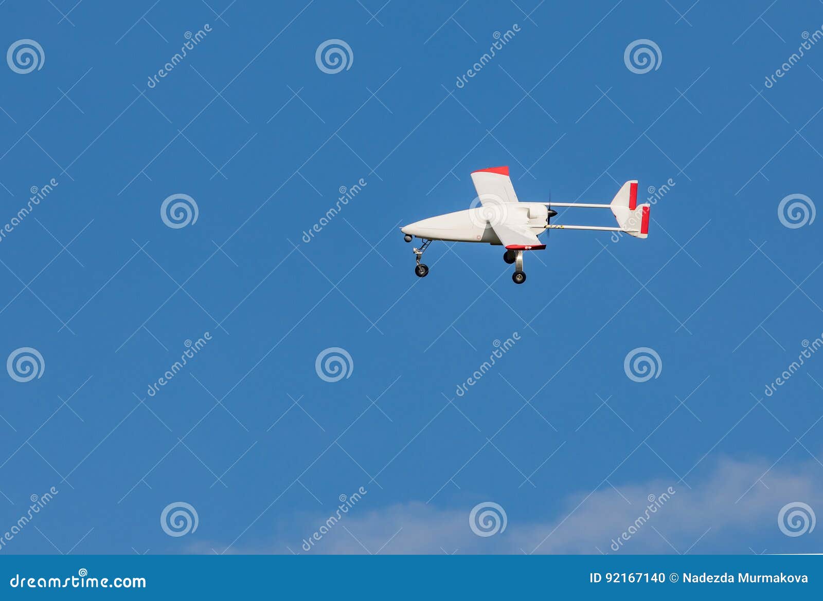 Unmanned Aerial Vehicle UAV in Blue Sky. Stock Photo - Image of rocket ...