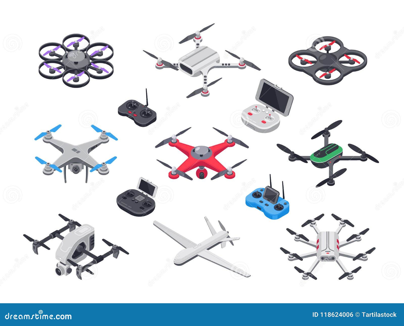 Unmanned Aircraft Linear Icons Set. Drs, Quadcopters, UAS, UAVs ...