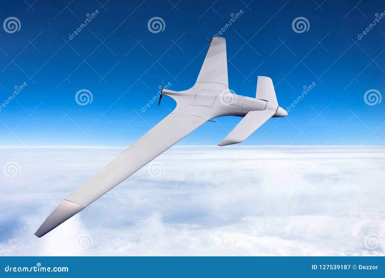 Unmanned Military Drone High Speed Flight in the Sky. Stock Image ...