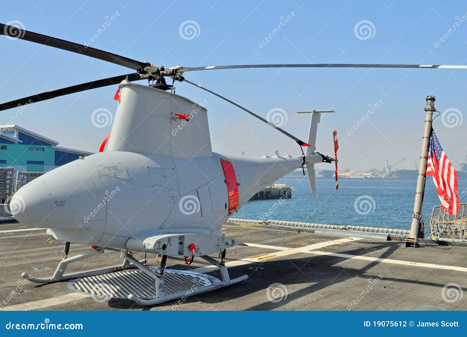 Unmanned Reconnaissance Helicopter Stock Photo - Image of warship ...