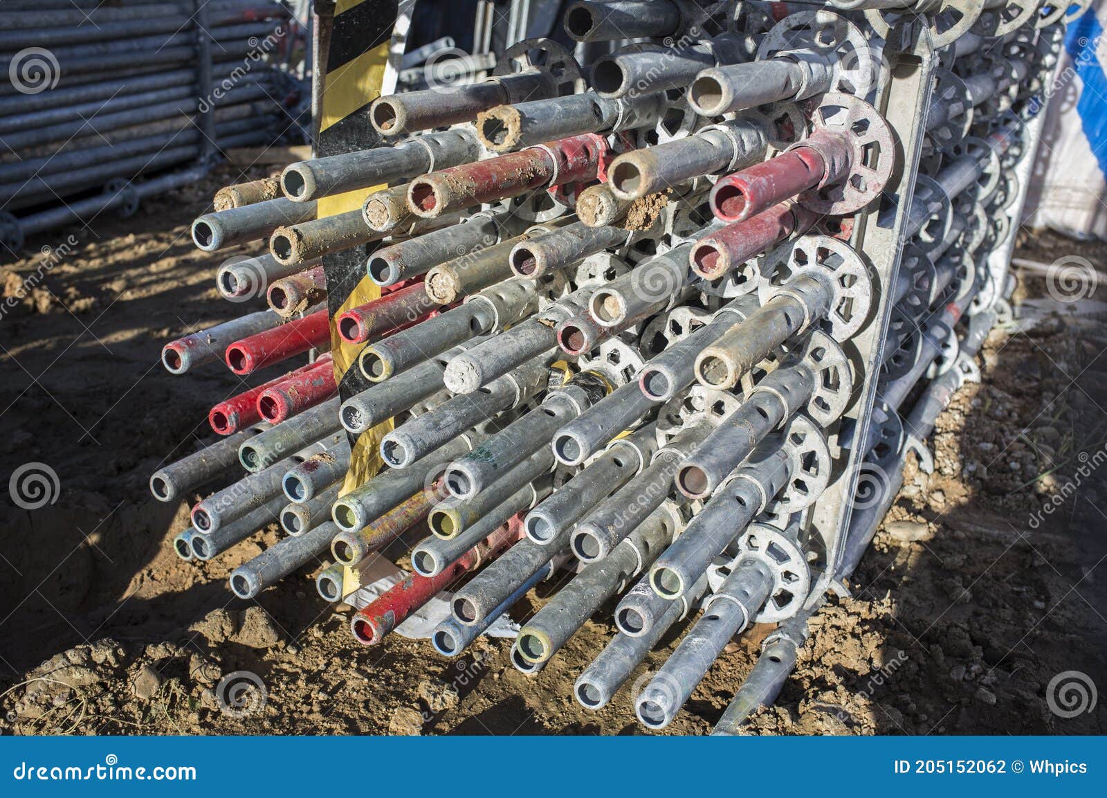 Unmounted Scaffolding Elements Piled at Construction Site Stock Photo ...