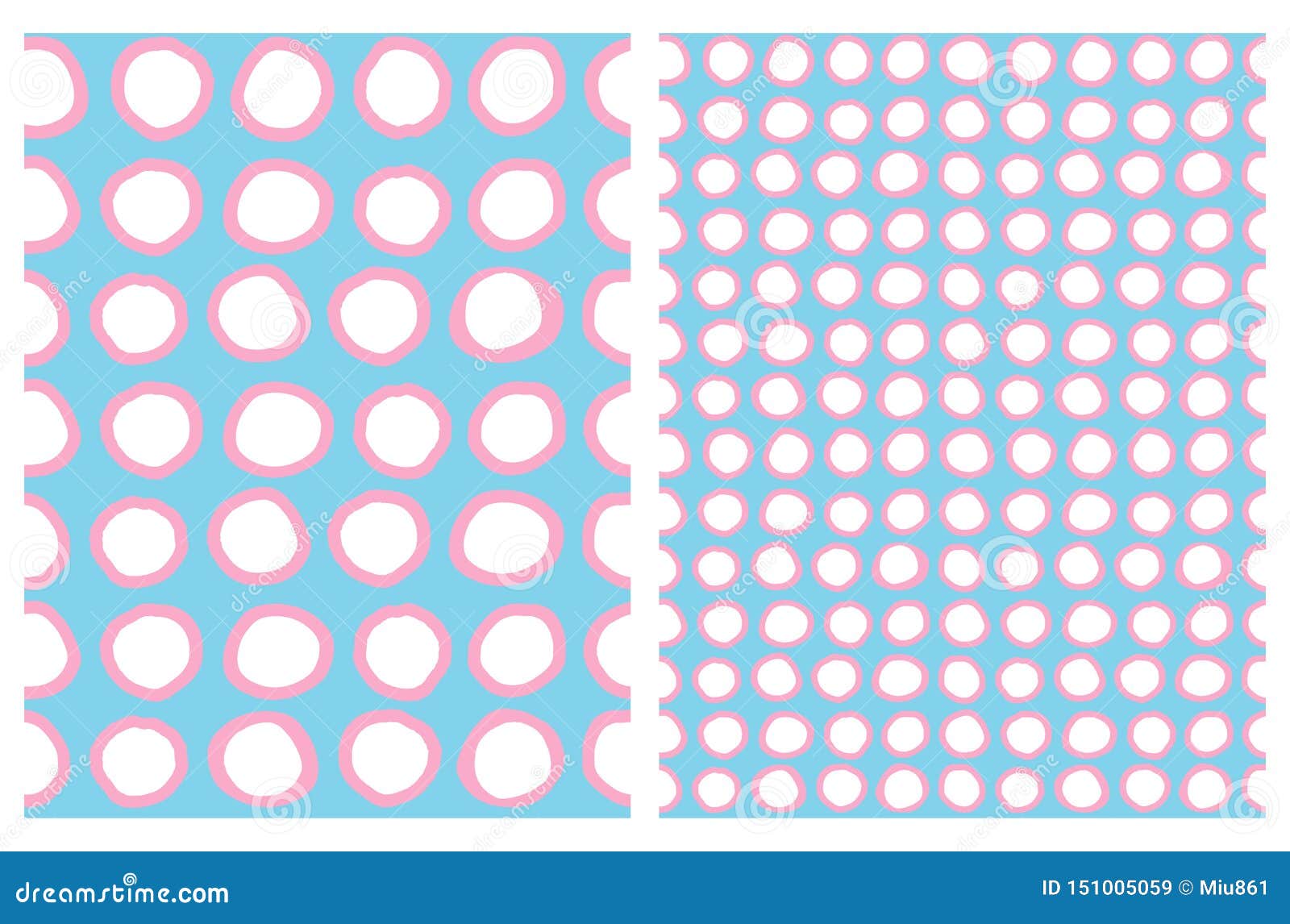 Simple Polka Dots Vector Pattern. Pink and White Circles Isolated on a ...