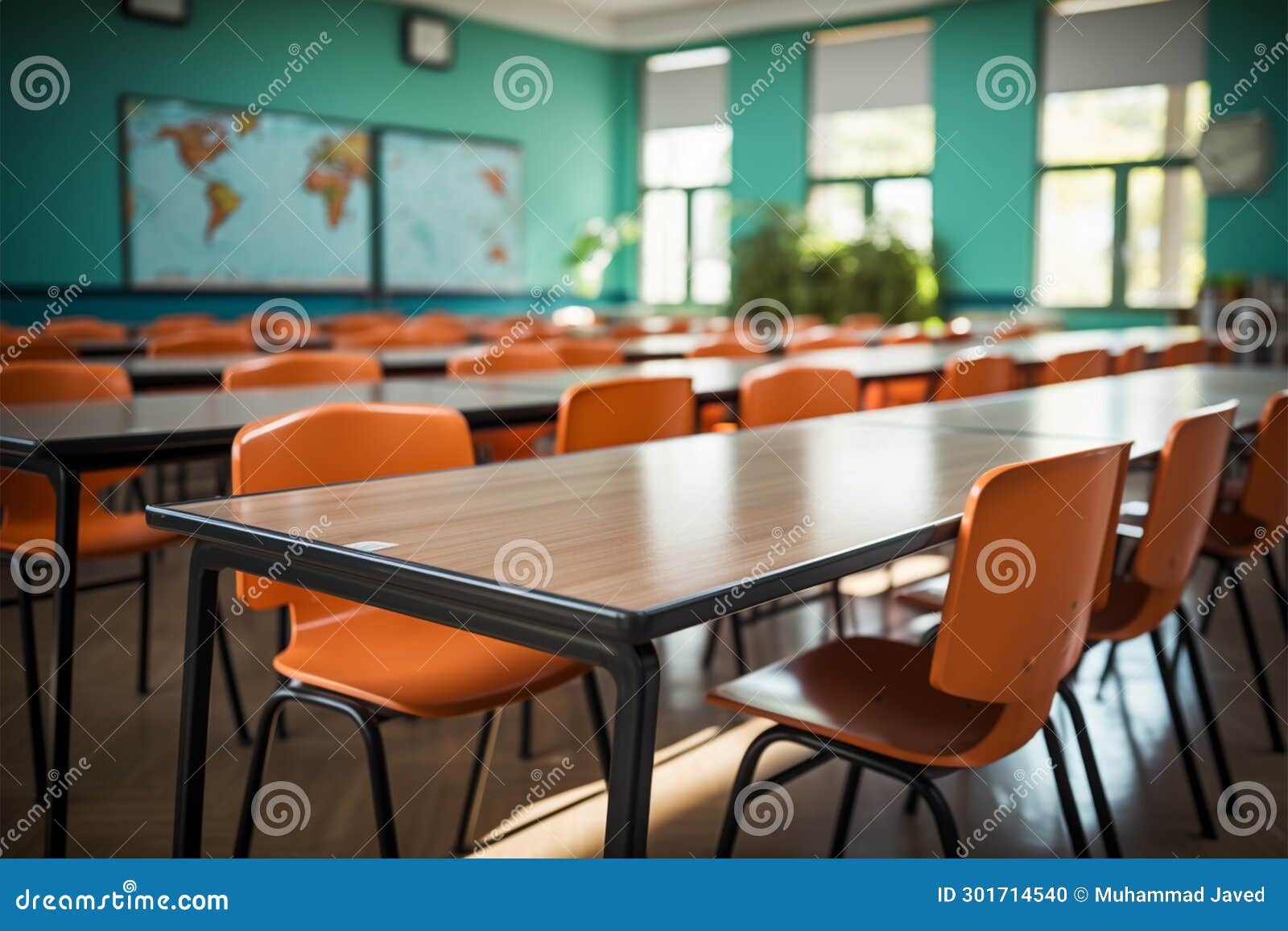 Unoccupied Learning Space View of an Empty Classroom Background Blurred ...