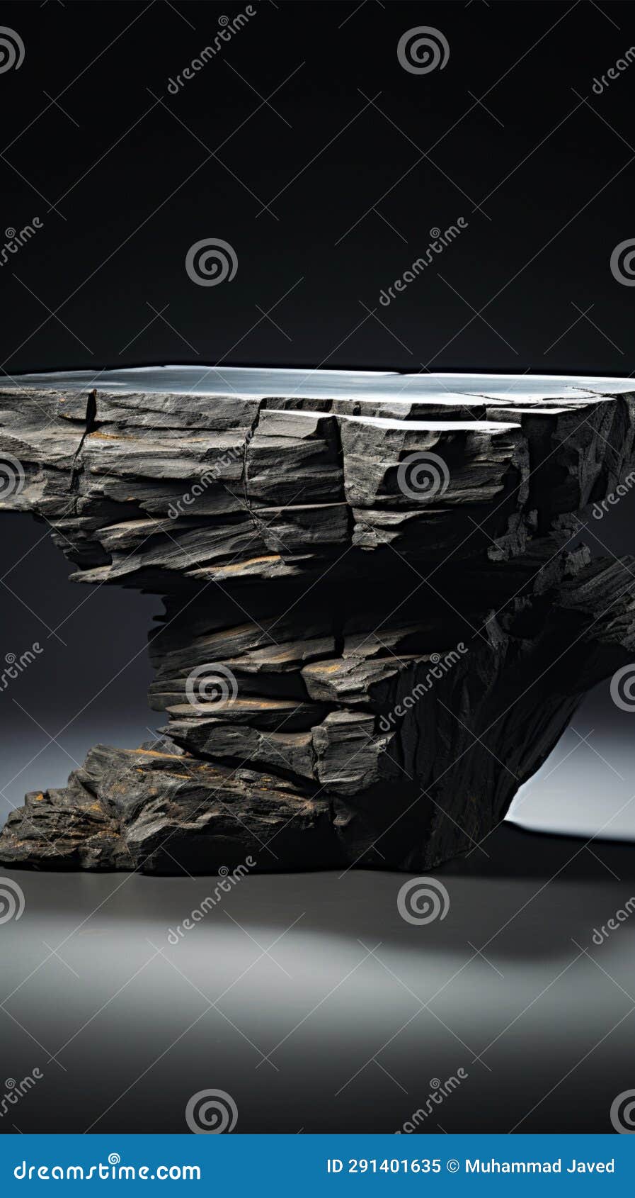 Unoccupied Obsidian Table, Stands in Contrast on Plain White Background ...