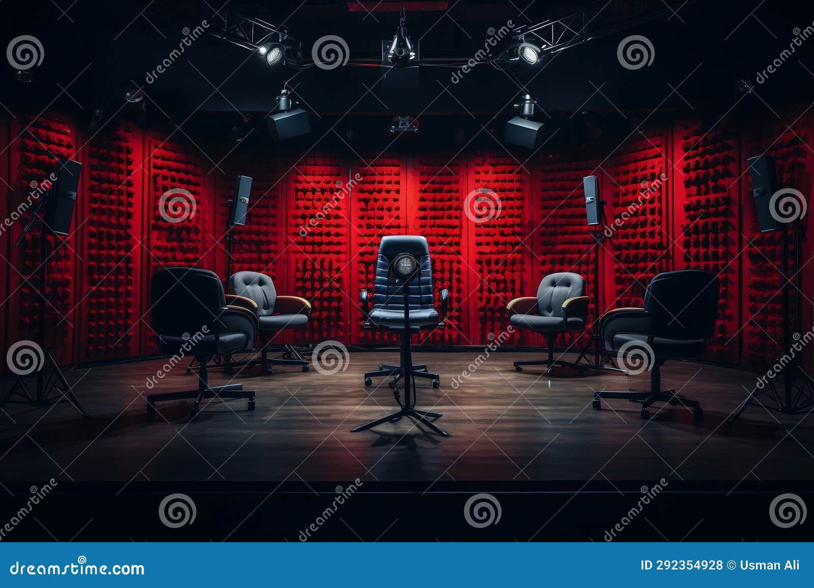 Unoccupied Podcast or Interview Studio: Awaiting Voices. AI Stock Photo ...