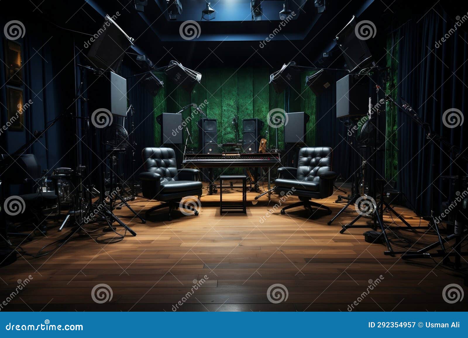 Unoccupied Podcast or Interview Studio: Awaiting Voices. AI Stock Image ...