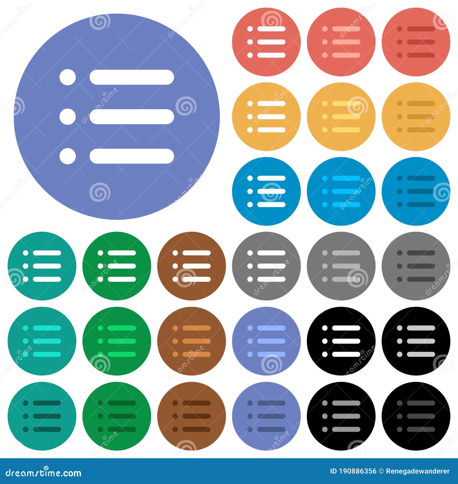 Unordered List Round Flat Multi Colored Icons Stock Vector ...