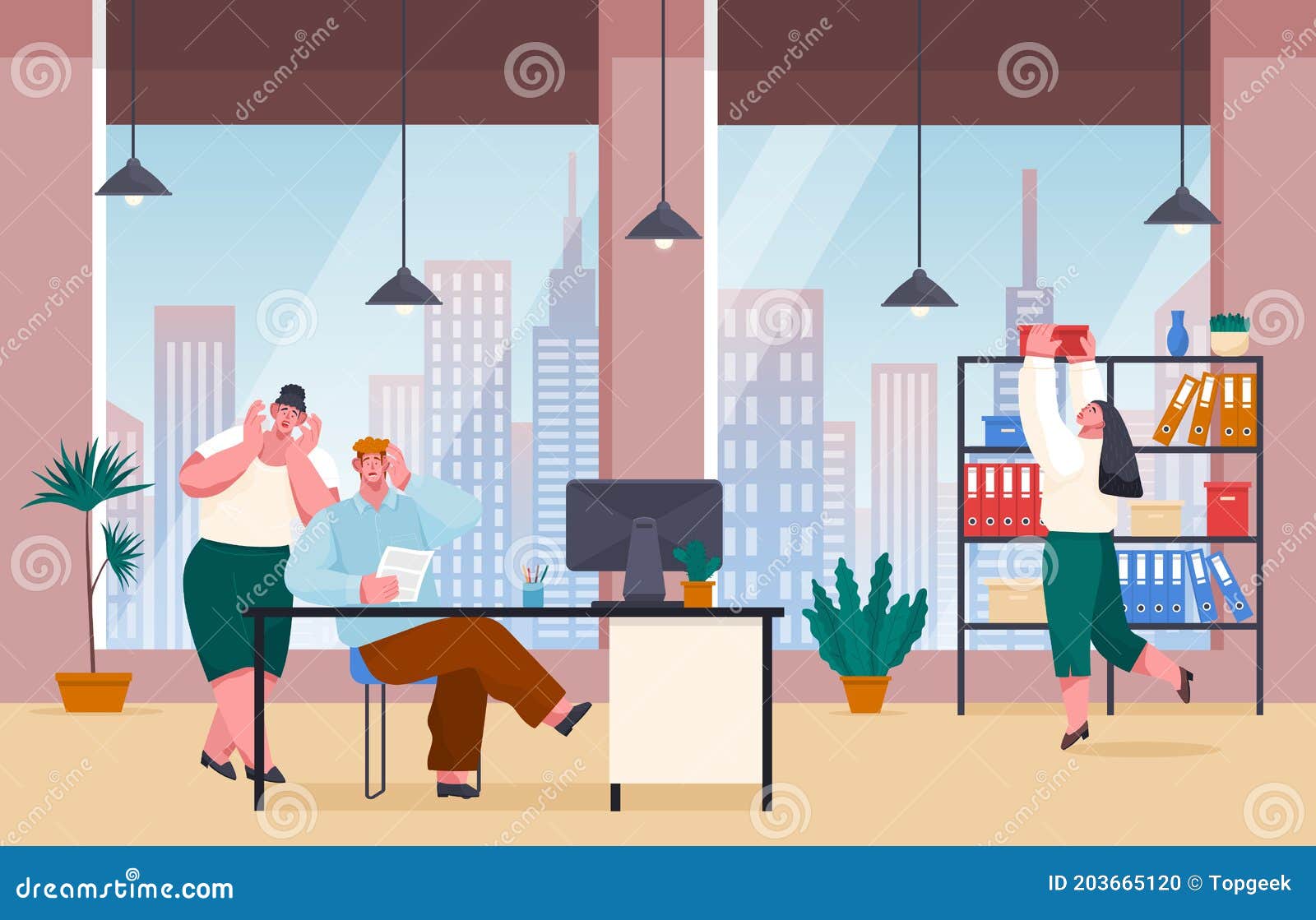 Unorganized Office Workers Shocked from Paperwork, Woman and Man ... Unorganized Office Workers Shocked from Paperwork, Woman and Man ...
