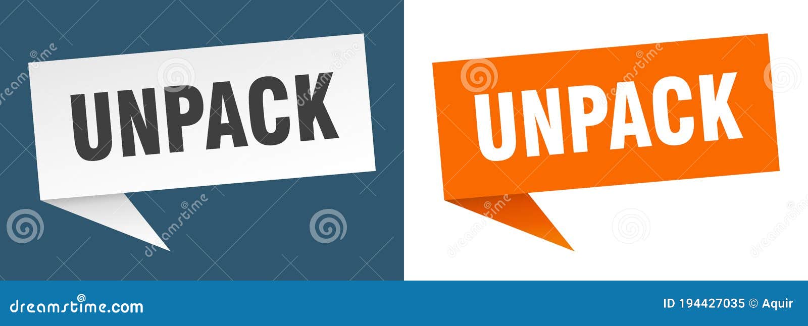 Unpack Banner Template. Unpack Ribbon Label. Cartoon Vector ...