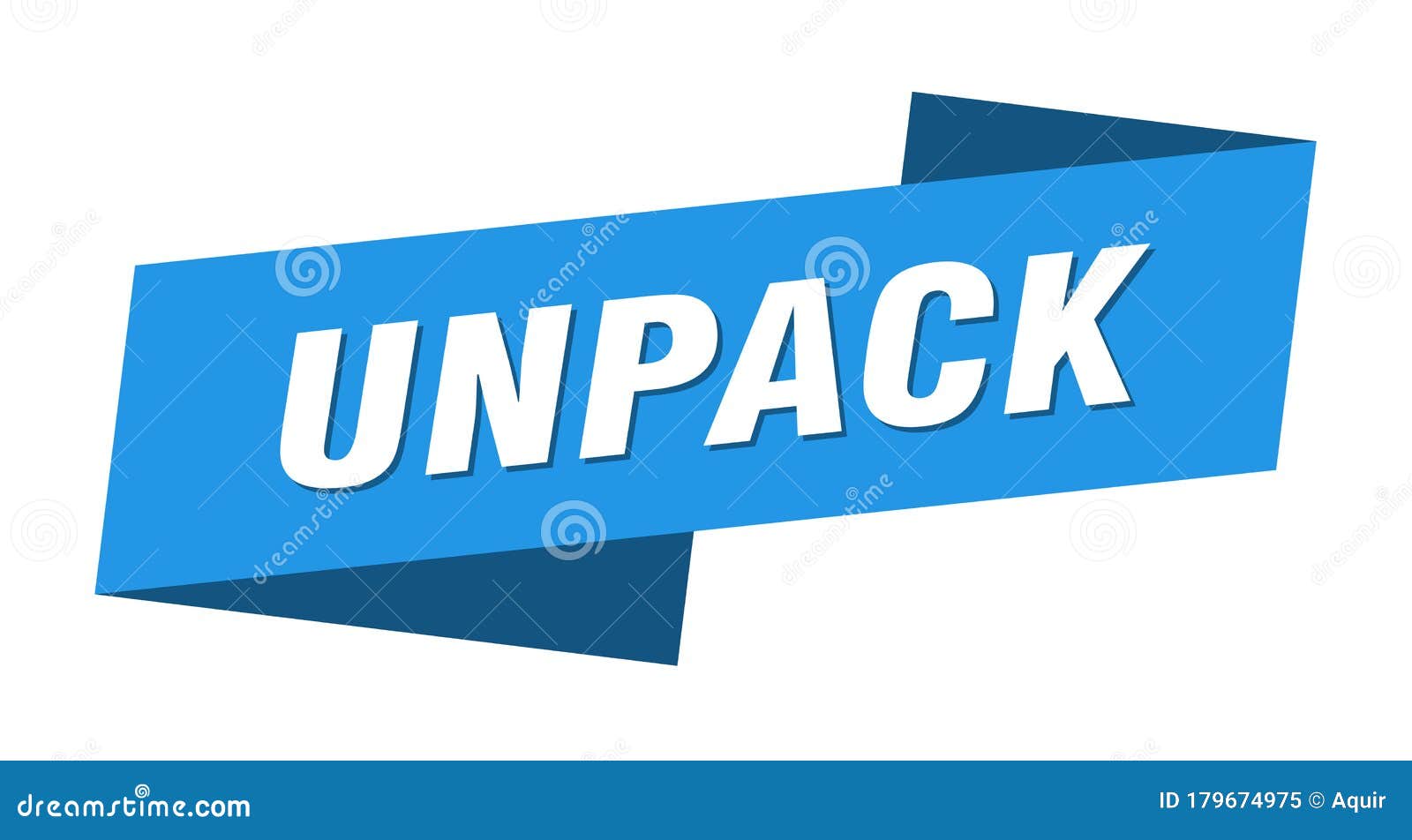 Unpack Banner Template. Unpack Ribbon Label. Cartoon Vector ...