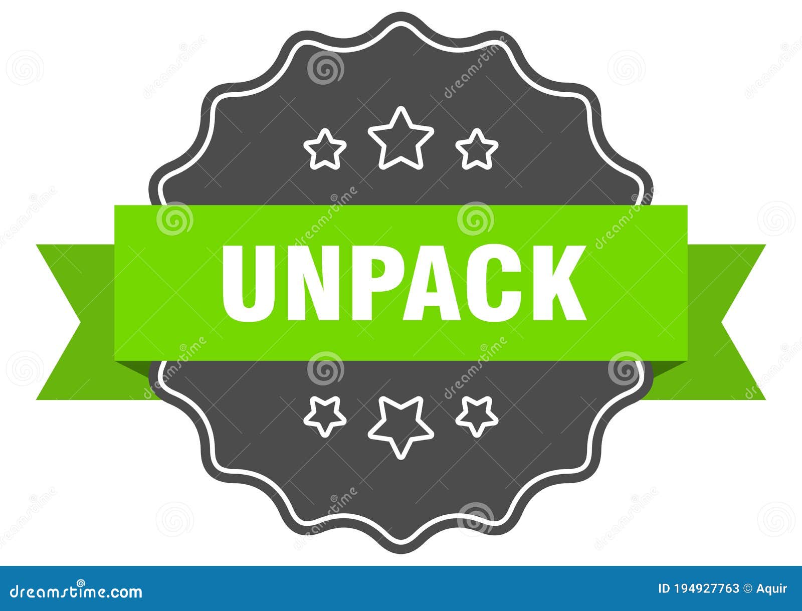 Unpack label stock vector. Illustration of black, badge - 194927763
